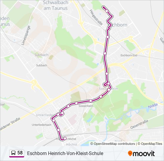 58 Route: Schedules, Stops & Maps - Eschborn Heinrich-Von-Kleist-Schule ...