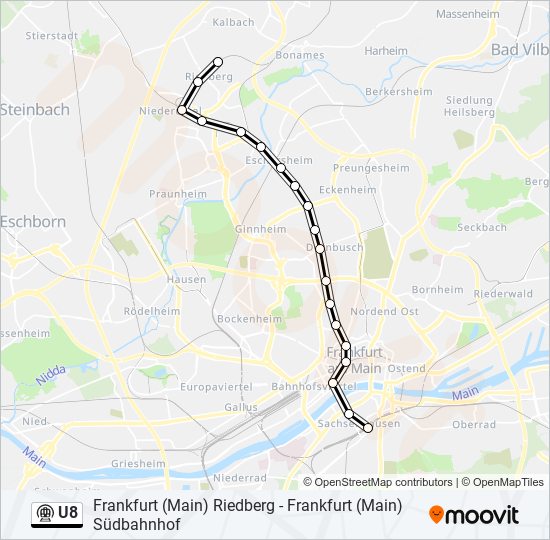 u8 Route: Schedules, Stops & Maps - Frankfurt (Main) Riedberg (Updated)
