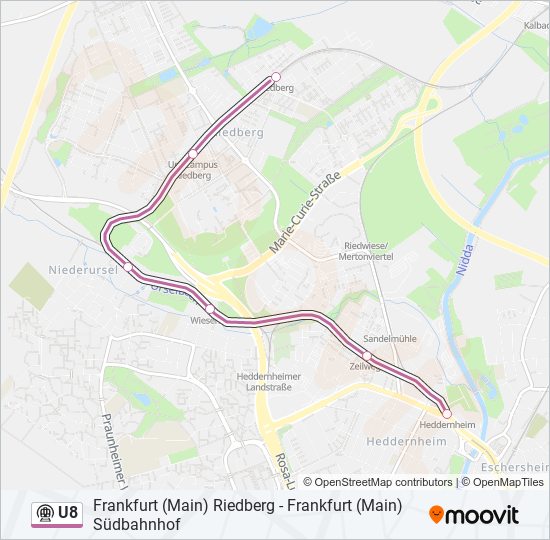 u8 Route: Schedules, Stops & Maps - Frankfurt (Main) Riedberg (Updated)