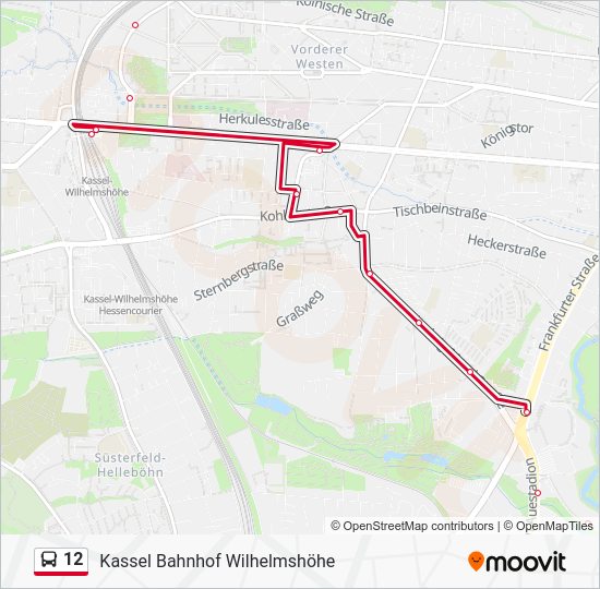 12 Route: Schedules, Stops & Maps - Kassel Bahnhof Wilhelmshöhe (Updated)