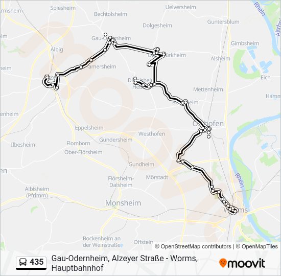 435 Route: Schedules, Stops & Maps - Worms, Hauptbahnhof (Updated)