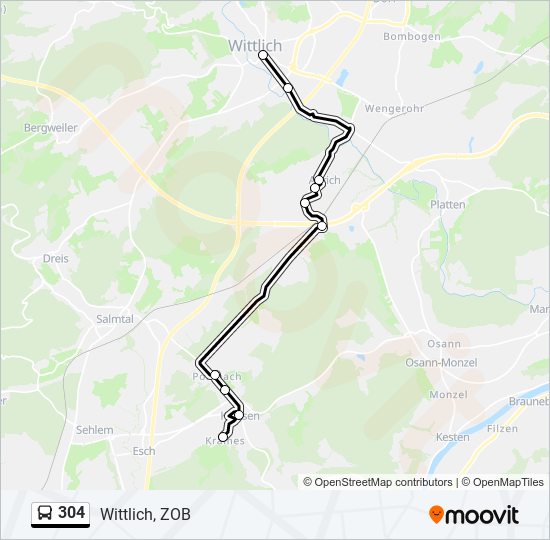 304 Route: Fahrpläne, Haltestellen & Karten - Wittlich, ZOB (Aktualisiert)
