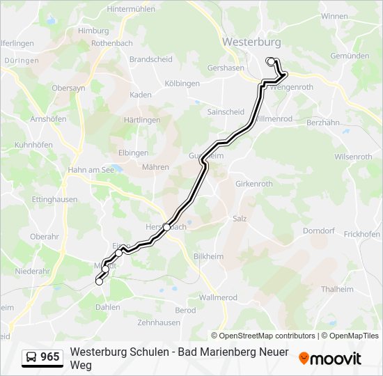 965 Route: Fahrpläne, Haltestellen & Karten - Meudt Dahlenerstraße ...