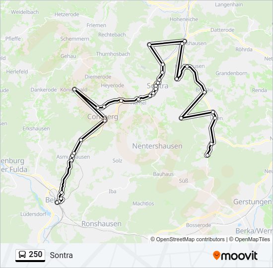250 Route: Fahrpläne, Haltestellen & Karten - Sontra (Aktualisiert)