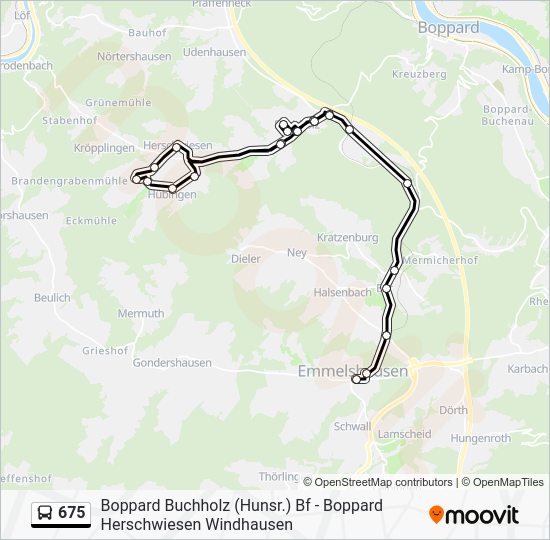 675 Route: Fahrpläne, Haltestellen & Karten - Boppard Buchholz ...