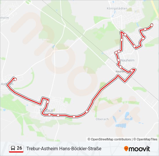 26 Route: Fahrpläne, Haltestellen & Karten - Trebur-Astheim Hans ...