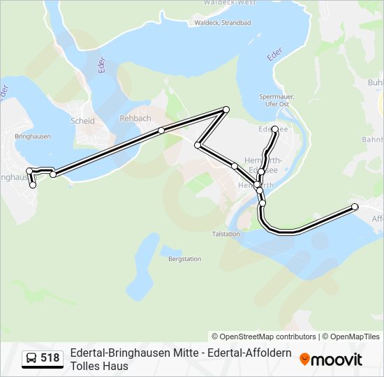 518 Route: Fahrpläne, Haltestellen & Karten - Edertal-Bringhausen Mitte ...