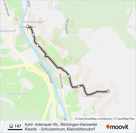 147 Route: Schedules, Stops & Maps - Barbarahöhe, Auersmacher ...