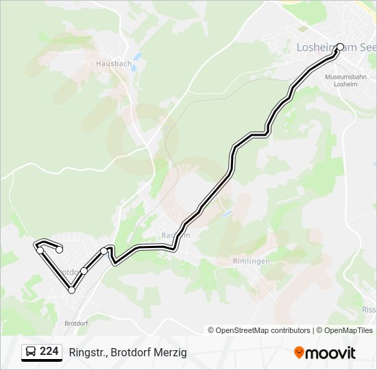 224 Route: Fahrpläne, Haltestellen & Karten - Ringstr., Brotdorf Merzig ...