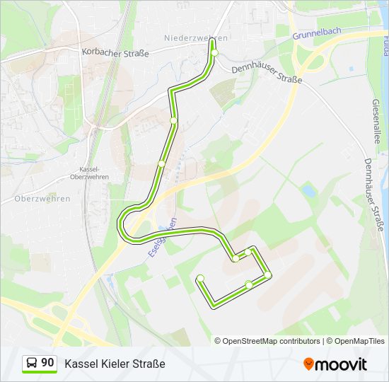 90 Route: Schedules, Stops & Maps - Kassel Kieler Straße (Updated)