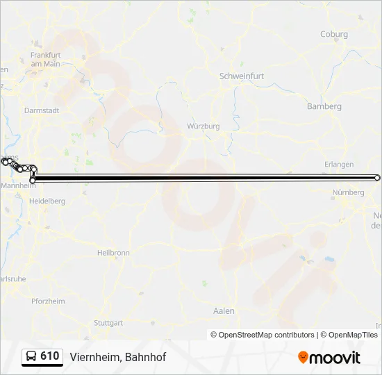 610 Route: Fahrpläne, Haltestellen & Karten - Viernheim, Bahnhof ...