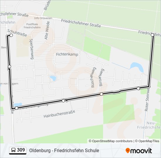 309 Route: Schedules, Stops & Maps - Friedrichsfehn Roter Steinweg ...