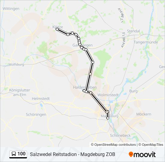 100 Route: Schedules, Stops & Maps - Klötze Zob (Updated)