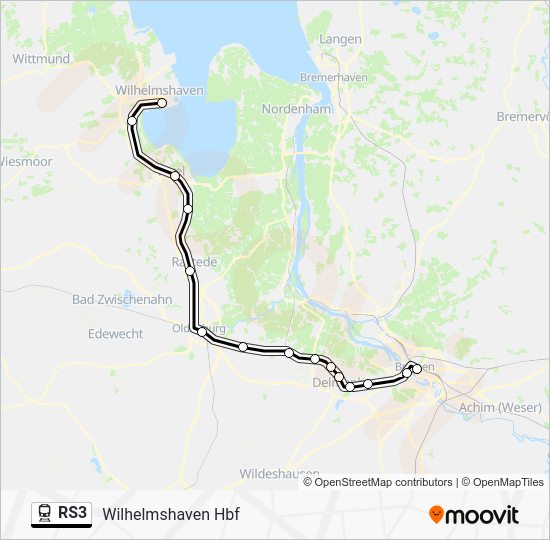 RS3 Route: Fahrpläne, Haltestellen & Karten - Wilhelmshaven Hbf ...