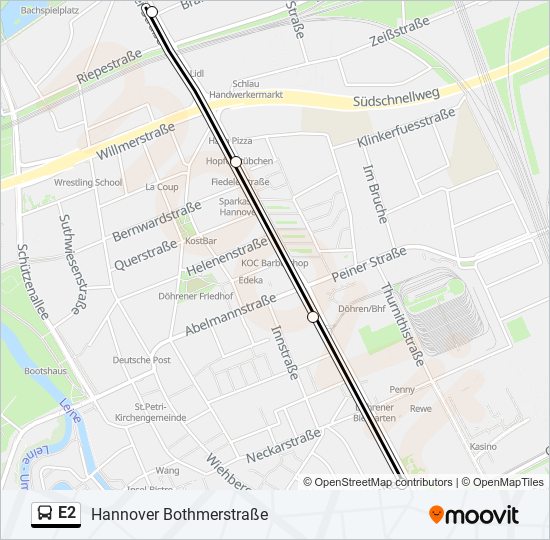 e2 Route: Fahrpläne, Haltestellen & Karten - Hannover Bothmerstraße ...
