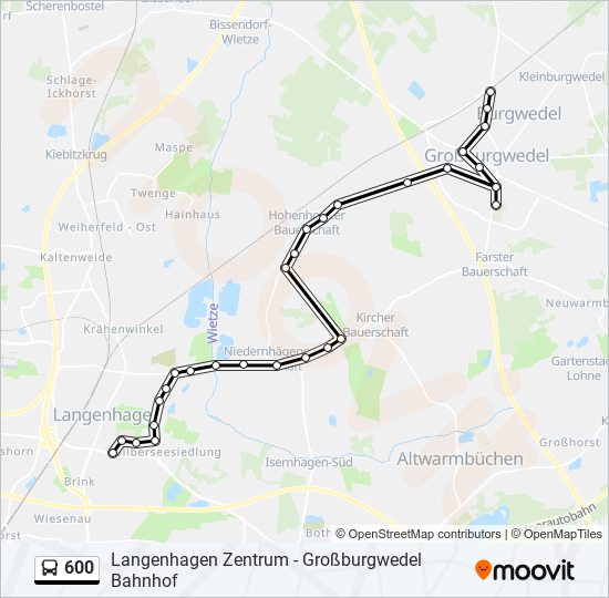 600 Route: Fahrpläne, Haltestellen & Karten - Großburgwedel Bahnhof ...