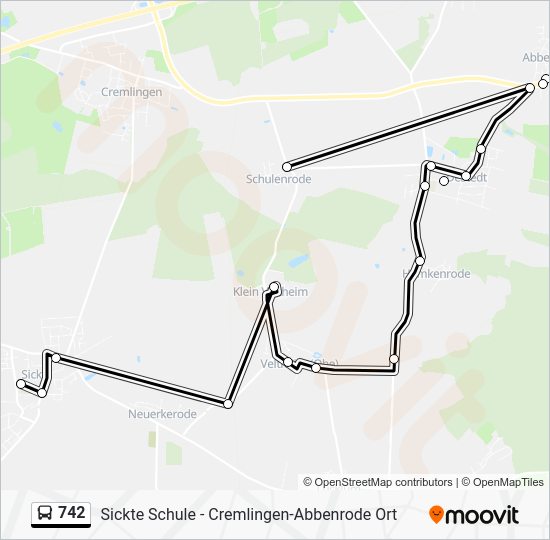 742 Route: Fahrpläne, Haltestellen & Karten - Schulenrode Ort ...