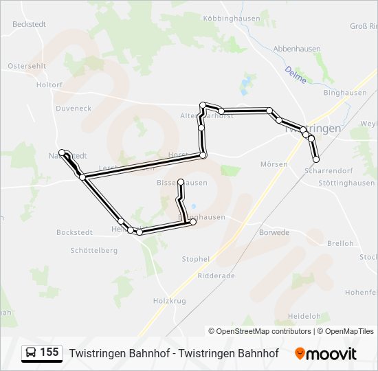 155 Route: Fahrpläne, Haltestellen & Karten - Twistringen, Bahnhof ...