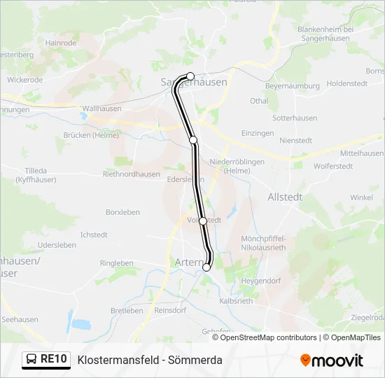 RE10 Route: Schedules, Stops & Maps - Sangerhausen (Updated)
