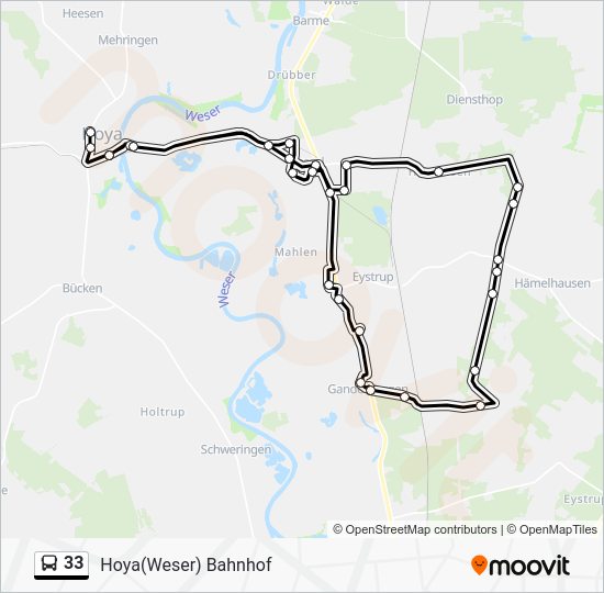 33 Route: Fahrpläne, Haltestellen & Karten - Hoya(Weser) Bahnhof ...