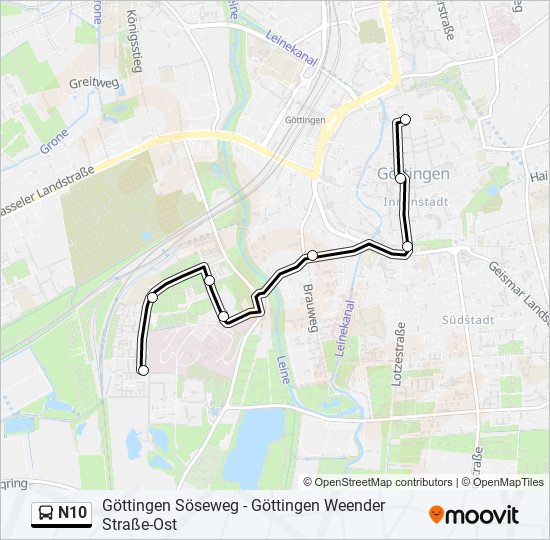 n10 Route: Schedules, Stops & Maps - Leineberg (Nachtlinie) (Updated)