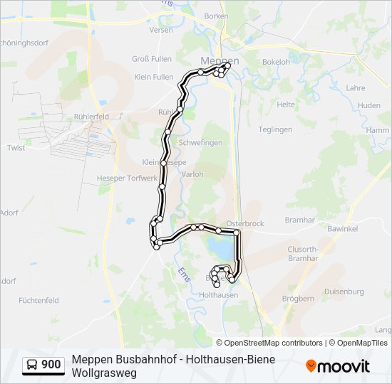 900 Route: Fahrpläne, Haltestellen & Karten - Meppen Windthorstplatz ...