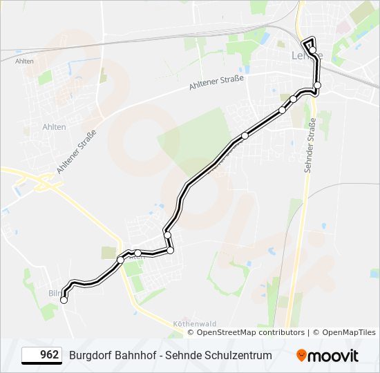 962 Route: Fahrpläne, Haltestellen & Karten - Lehrte Neues Zentrum ...