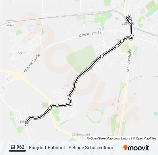 962 Route: Fahrpläne, Haltestellen & Karten - Lehrte Neues Zentrum ...
