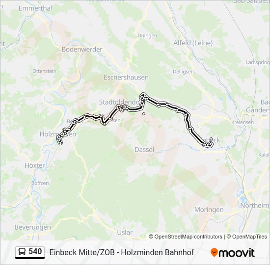 540 Route: Fahrpläne, Haltestellen & Karten - Holzminden
