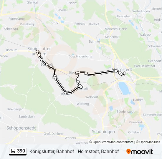 390 Route: Fahrpläne, Haltestellen & Karten - Helmstedt Ludgerihof ...