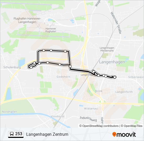 253 Route: Fahrpläne, Haltestellen & Karten - Langenhagen Zentrum ...