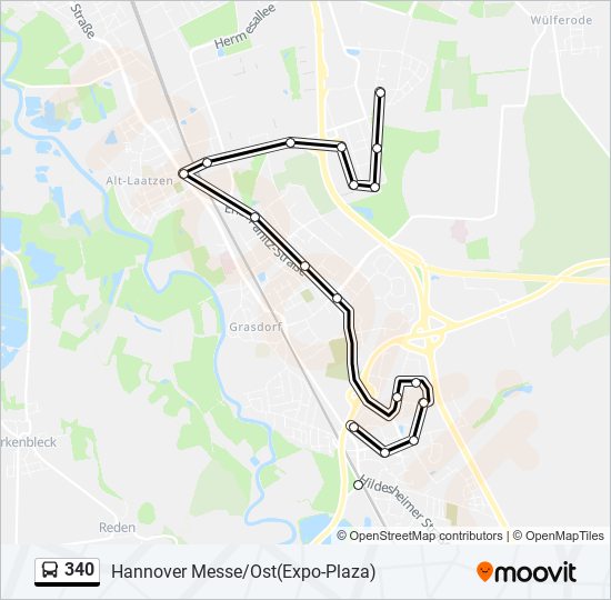 340 Route: Fahrpläne, Haltestellen & Karten - Hannover Messe/Ost(Expo ...