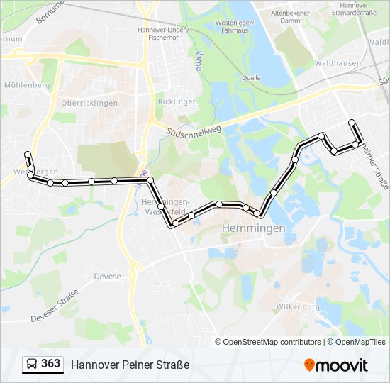 363 Route: Fahrpläne, Haltestellen & Karten - Hannover Peiner Straße ...