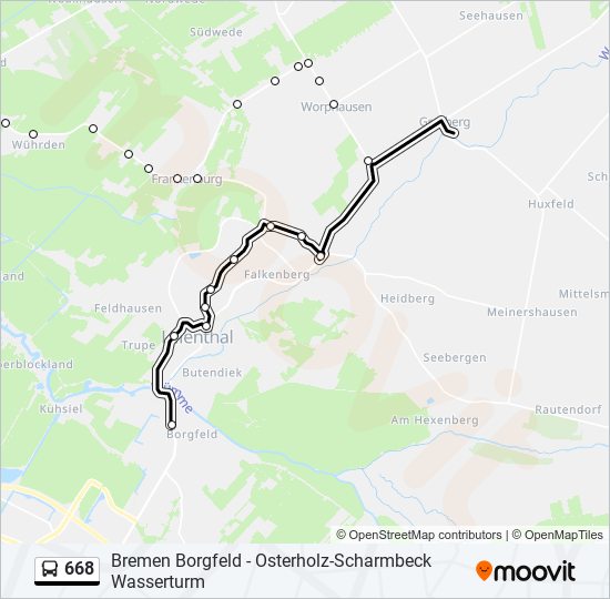 668 Route: Fahrpläne, Haltestellen & Karten - Bremen Borgfeld ...