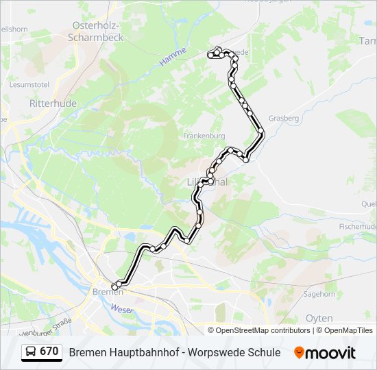 670 Route: Fahrpläne, Haltestellen & Karten - Worpswede Schule ...