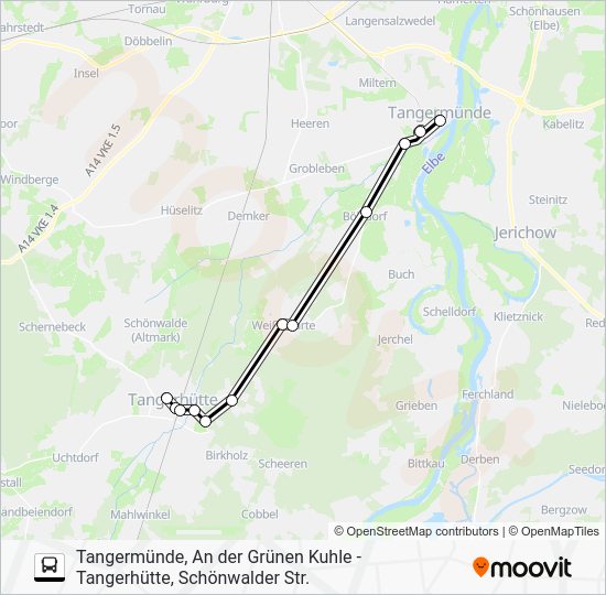 920 Route: Fahrpläne, Haltestellen & Karten - Tangermünde, Lindenstr ...