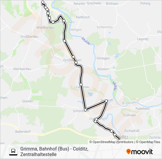 619 Route: Schedules, Stops & Maps - Grimma, Bahnhof (Bus) (Updated)