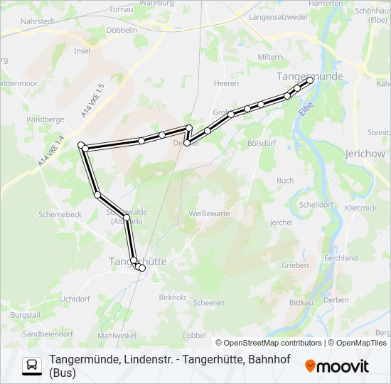 922 Route: Fahrpläne, Haltestellen & Karten - Tangermünde, Lindenstr ...