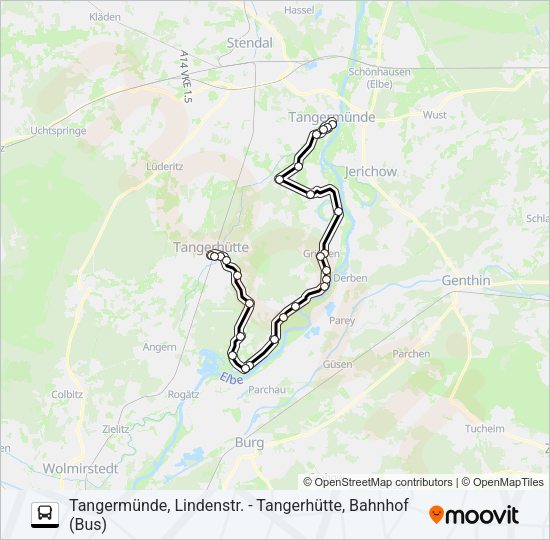 923 Route: Fahrpläne, Haltestellen & Karten - Tangerhütte, Rathaus ...