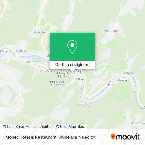 Wie komme ich mit Bahn oder Bus nach Monet Hotel & Restaurant in Rhine ...