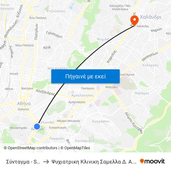 Σύνταγμα - Syntagma, Σύνταγμα έως Ψυχιατρικη Κλινικη Σαμελλα Δ. Α.Ε ...