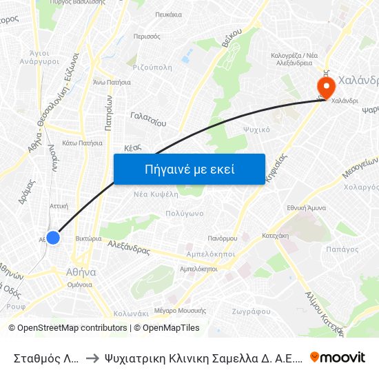 Σταθμός Λαρίσης, Σταθμός Λαρίσης έως Ψυχιατρικη Κλινικη Σαμελλα Δ. Α.Ε ...