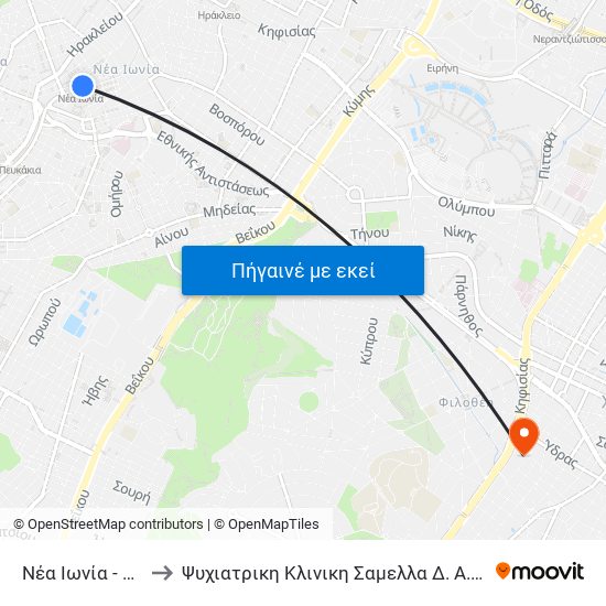 Νέα Ιωνία - Nea Ionia, Νέας Ιωνίας έως Ψυχιατρικη Κλινικη Σαμελλα Δ. Α ...