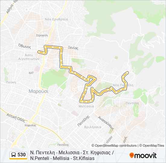 530 Route: Schedules, Stops & Maps - Ν. Πεντελη - Μελισσια - Στ ...