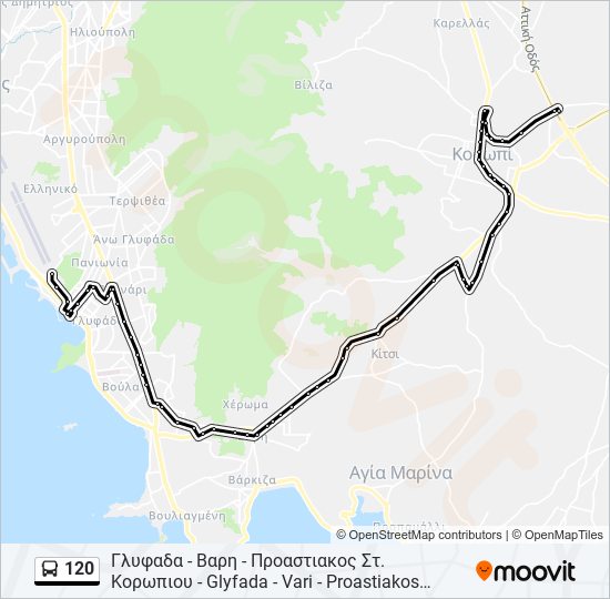 120 Route: Schedules, Stops & Maps - Γλυφαδα - Βαρη - Προαστιακος Στ ...