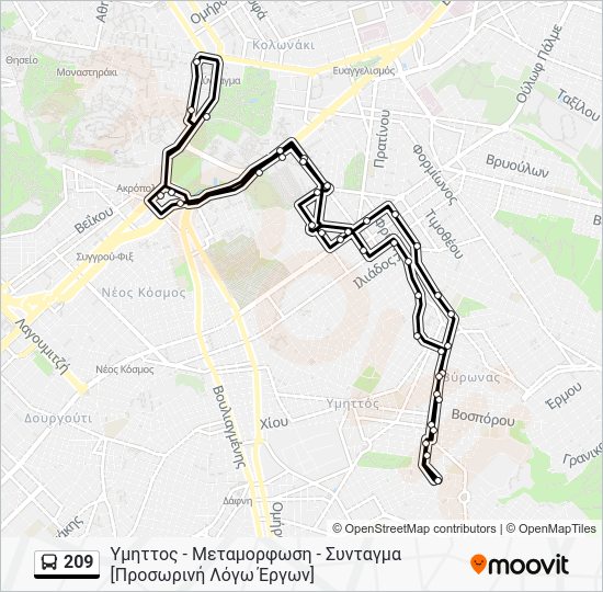 209 Route: Schedules, Stops & Maps - Υμηττος - Μεταμορφωση - Συνταγμα ...