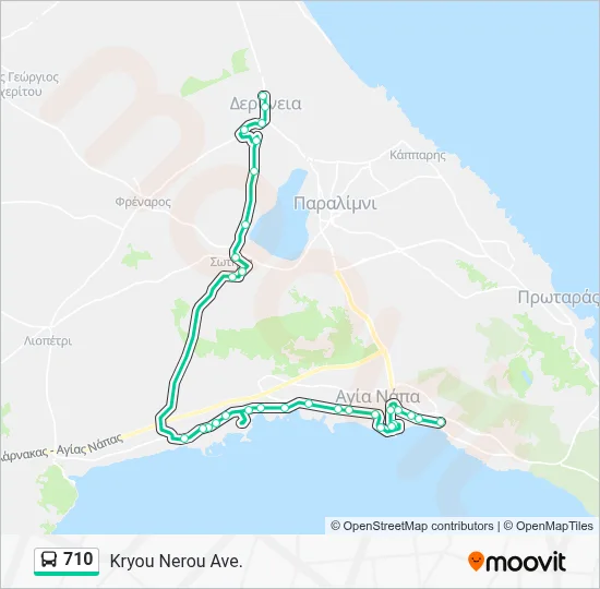 710 Διαδρομή: Δρομολόγια, Στάσεις & Χάρτες - Agia Napa (Ενημερώθηκε)