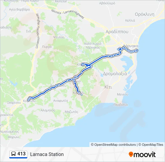 413 Route: Schedules, Stops & Maps - Larnaca Station (Updated)
