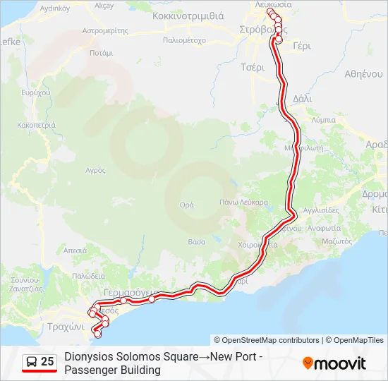25 Διαδρομή: Δρομολόγια, Στάσεις & Χάρτες - Dionysios Solomos Square‎→ ...