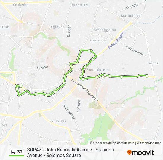 32 Διαδρομή: Δρομολόγια, Στάσεις & Χάρτες - Solomos Square (Ενημερώθηκε)